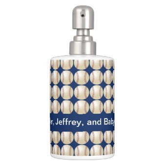 Baseball Soap Dispenser and Toothbrush Holder Set | Zazzle