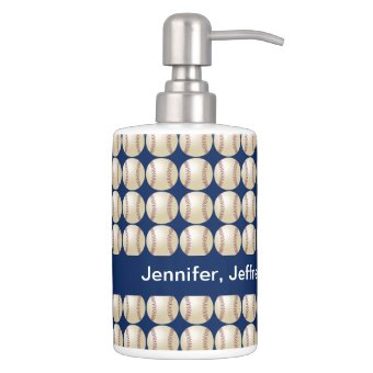 Baseball Soap Dispenser and Toothbrush Holder Set | Zazzle