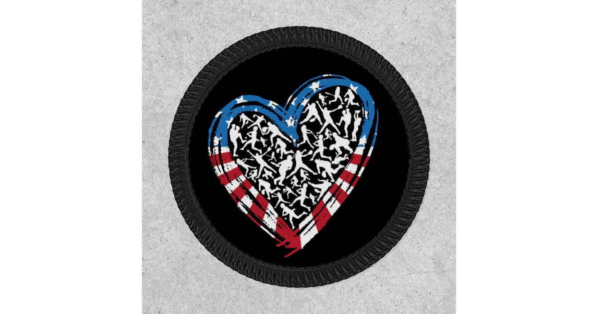 Baseball Softball - American USA Flag Heart Patch | Zazzle