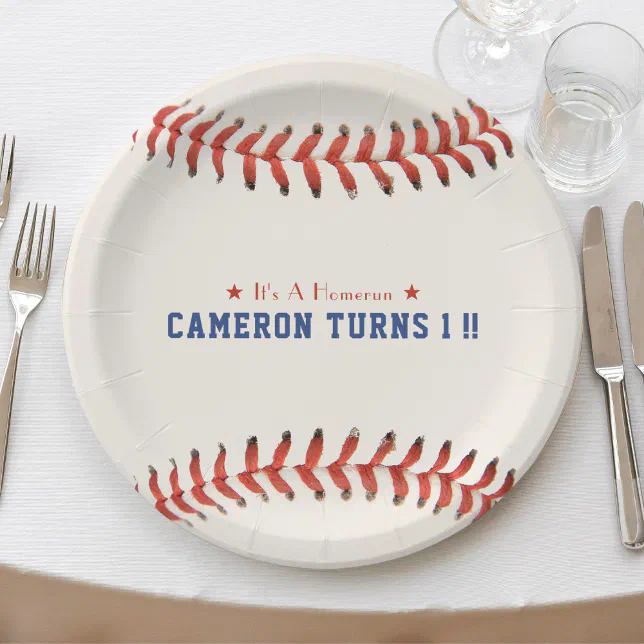 Baseball Softball Sport 1st Birthday Party Paper Plates | Zazzle