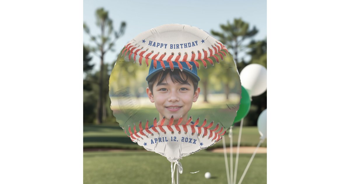 Baseball Softball Sport Photo Happy Birthday Party Balloon | Zazzle