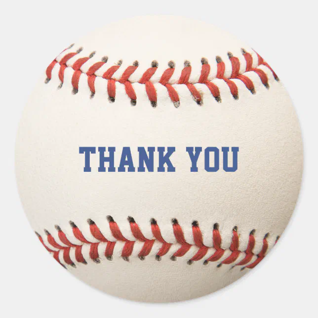 Baseball Softball Sport Thank You Classic Round Sticker | Zazzle