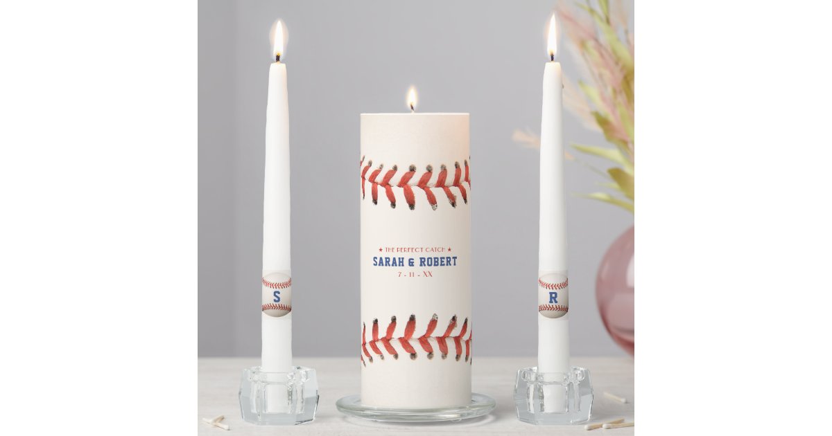 Baseball Softball Sport The Perfect Catch Wedding Unity Candle Set | Zazzle