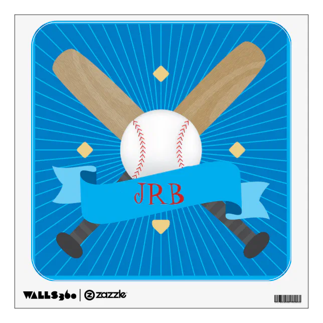 Baseball Softball Sports Bases Bat Ball Blue Boy Wall Decal | Zazzle