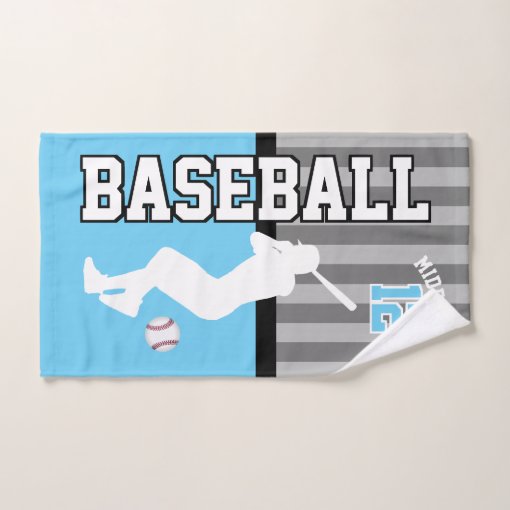 Baseball Sport in Baby Blue and Gray Hand Towel | Zazzle