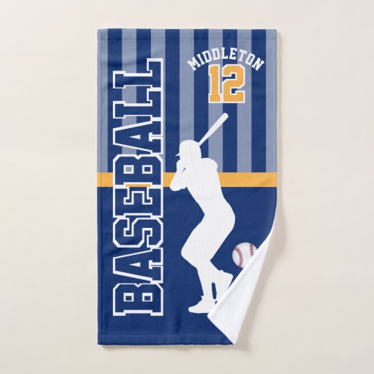 Baseball Sport in Dark Blue and Gold Hand Towel | Zazzle.com