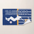 Baseball Sport in Dark Blue and Gold Hand Towel | Zazzle