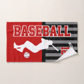 Baseball Sport in Red and Black Hand Towel | Zazzle