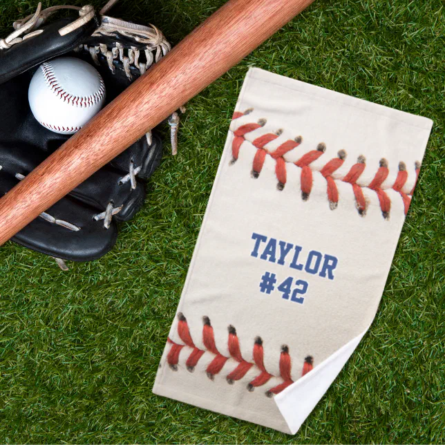 Baseball Sport Player Name Team Number Hand Towel | Zazzle