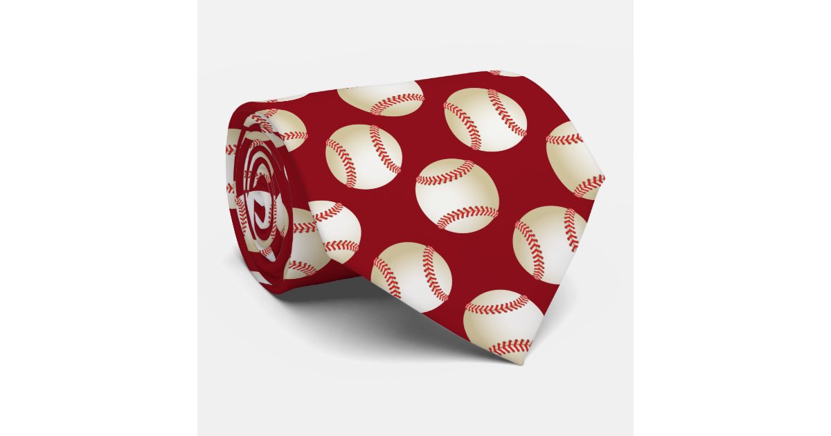 Baseball Sport Theme Pattern Coach Red Tie | Zazzle