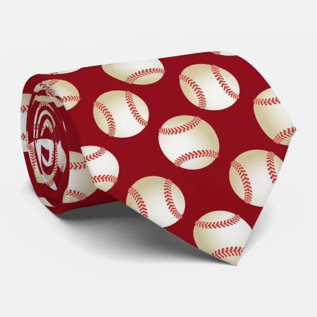 Baseball Sport Theme Pattern Coach Red Tie | Zazzle