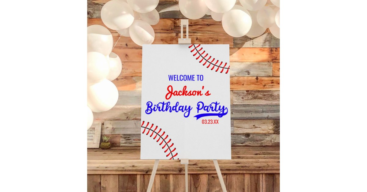 Baseball Sports Birthday Party Welcome Sign | Zazzle