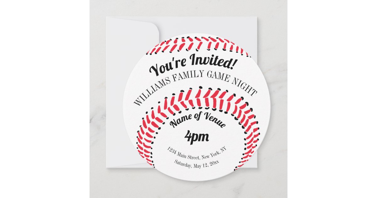 Baseball Sports Game Night Invitation | Zazzle