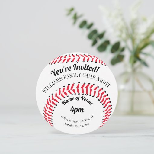 Baseball Sports Game Night Invitation | Zazzle