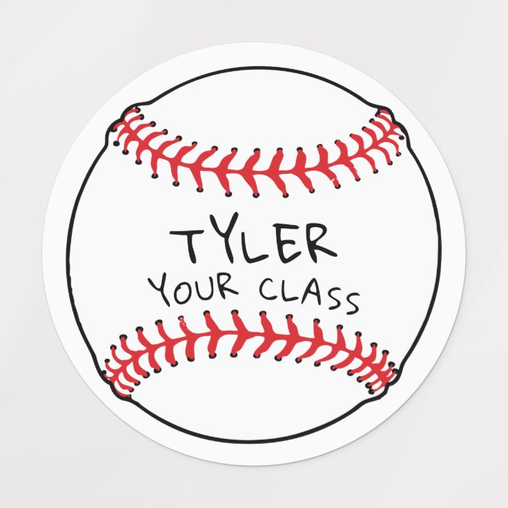 Baseball Sports Name and Class Kids' Labels | Zazzle
