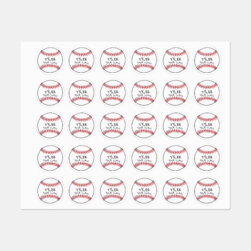 Baseball Sports Name and Class Kids' Labels | Zazzle
