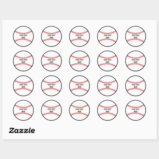 Baseball Sports Round Birthday Party Stickers | Zazzle