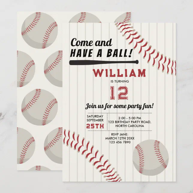 Baseball Sports Theme Birthday Party Invitation | Zazzle