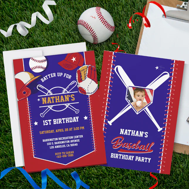Baseball Sports Theme Birthday Party Invitation | Zazzle