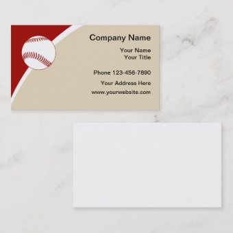 Baseball Sports Theme Simple Design Business Card | Zazzle