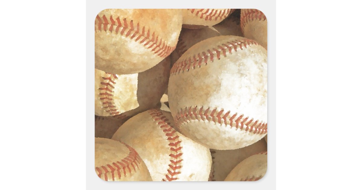 Baseball Square Sticker | Zazzle