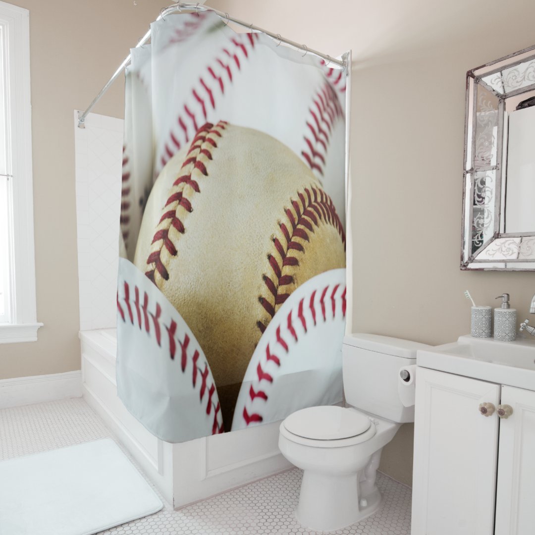 Baseball Stack Close Up Photo Shower Curtain | Zazzle
