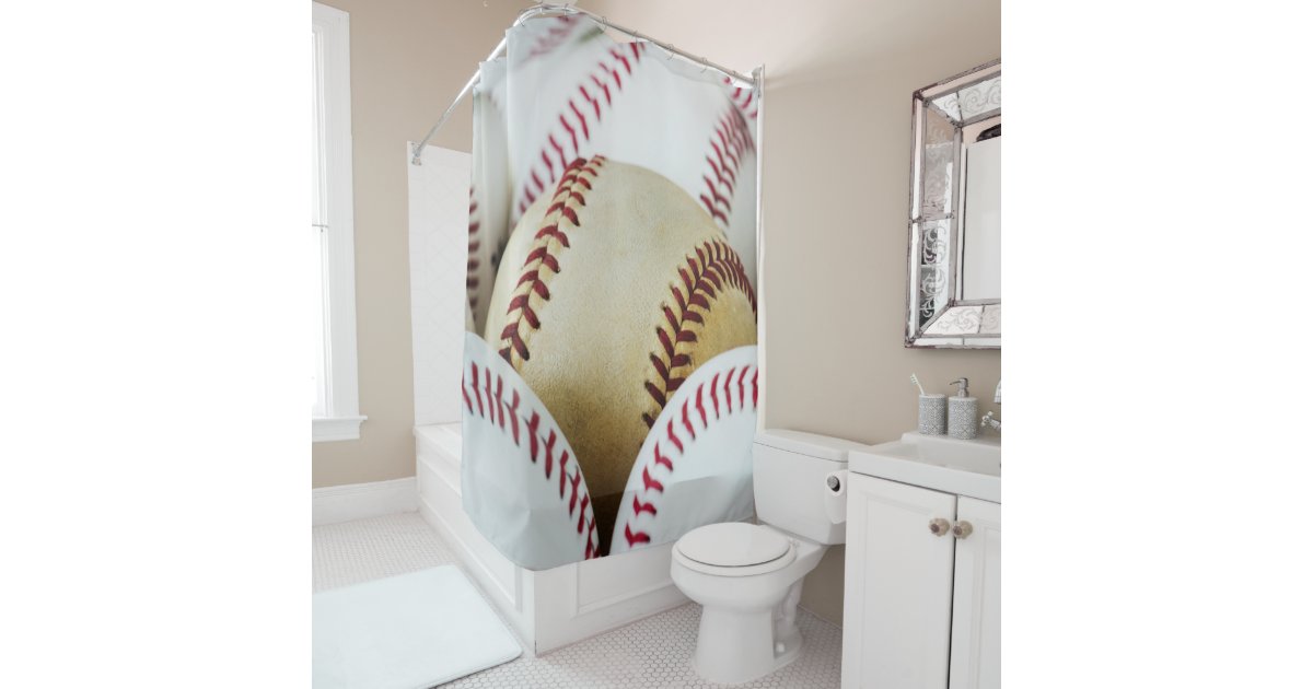 Baseball Stack Close Up Photo Shower Curtain | Zazzle