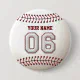 Baseball Stitches Player Number 6 and Custom Name Pinback Button | Zazzle