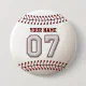 Baseball Stitches Player Number 7 and Custom Name Pinback Button | Zazzle