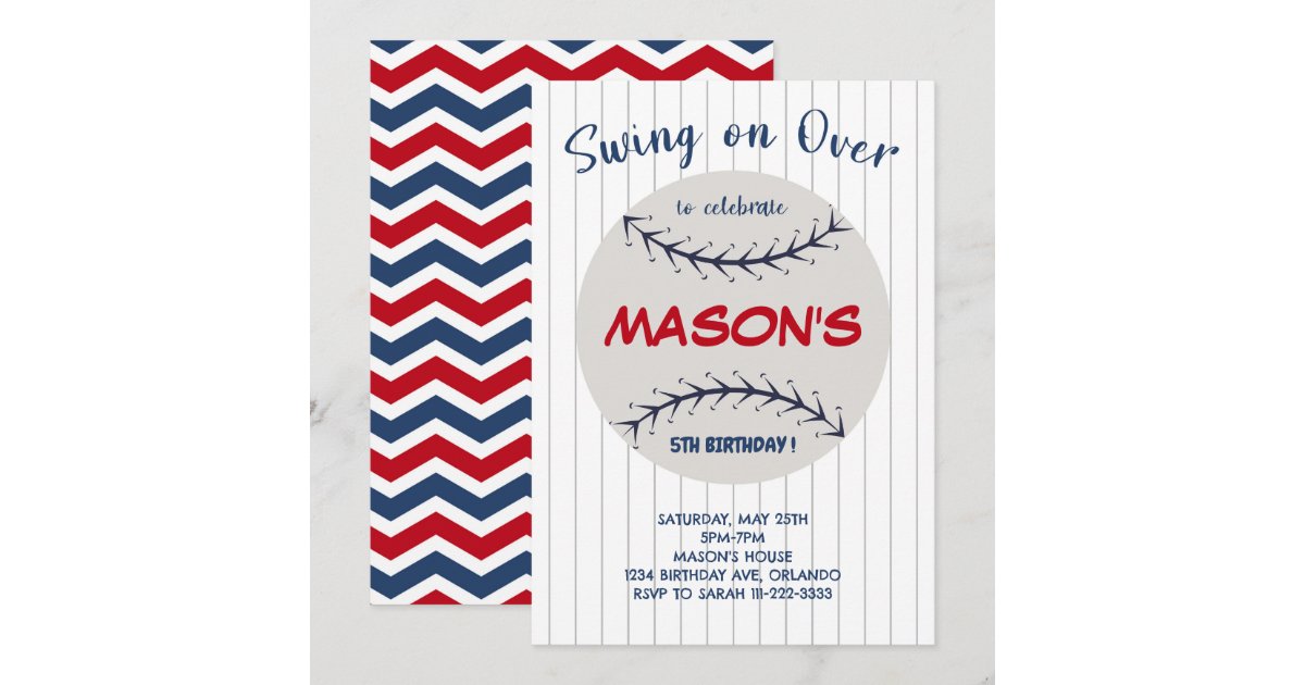 Baseball Swing on Over Birthday Party Invitation | Zazzle