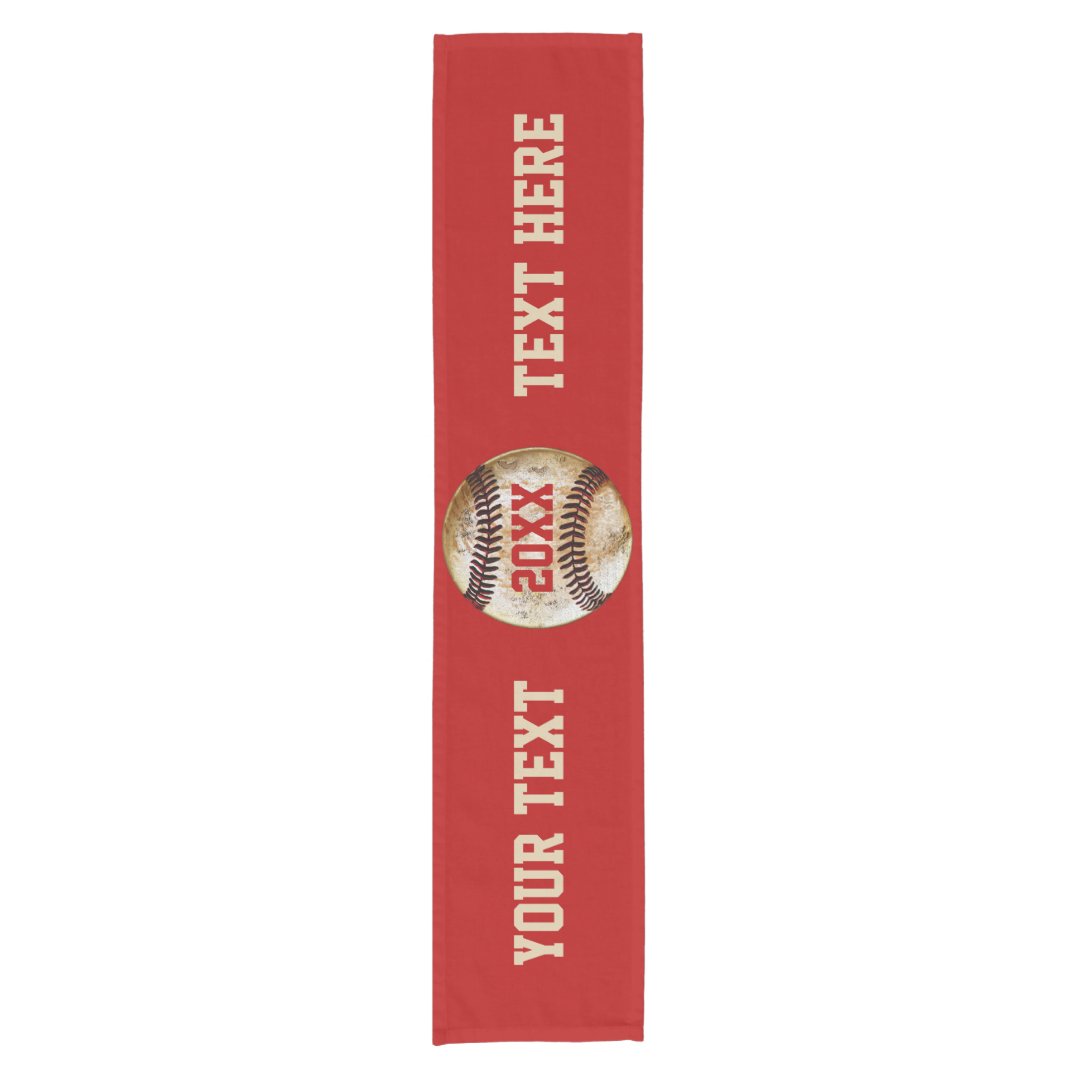Baseball Table Decorations with Your TEXT and COLO Short Table Runner ...