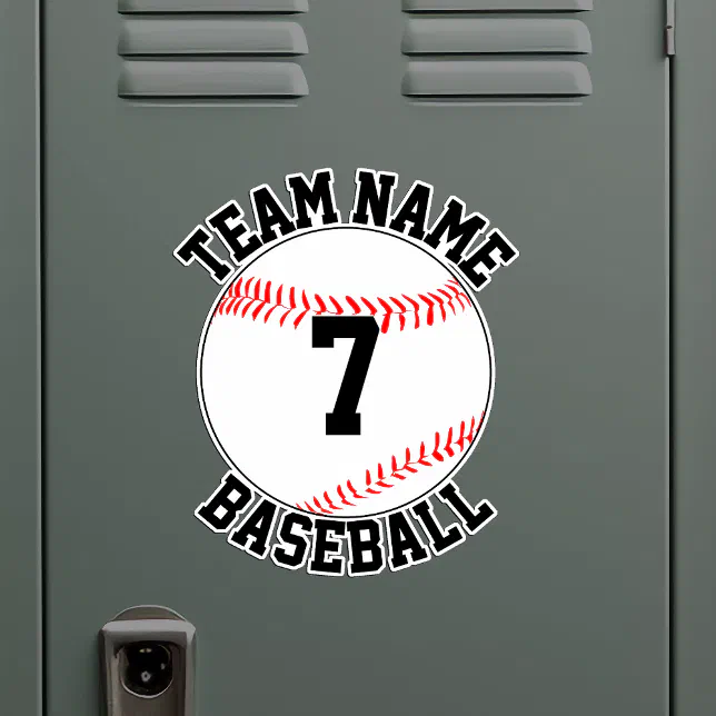 Baseball Team Name and Player Number Customizable Sticker | Zazzle