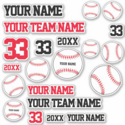 Baseball Team Name Number Year / Baseball player Sticker | Zazzle