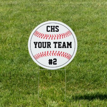 Baseball Team Name, School Letters & Player Number Sign | Zazzle