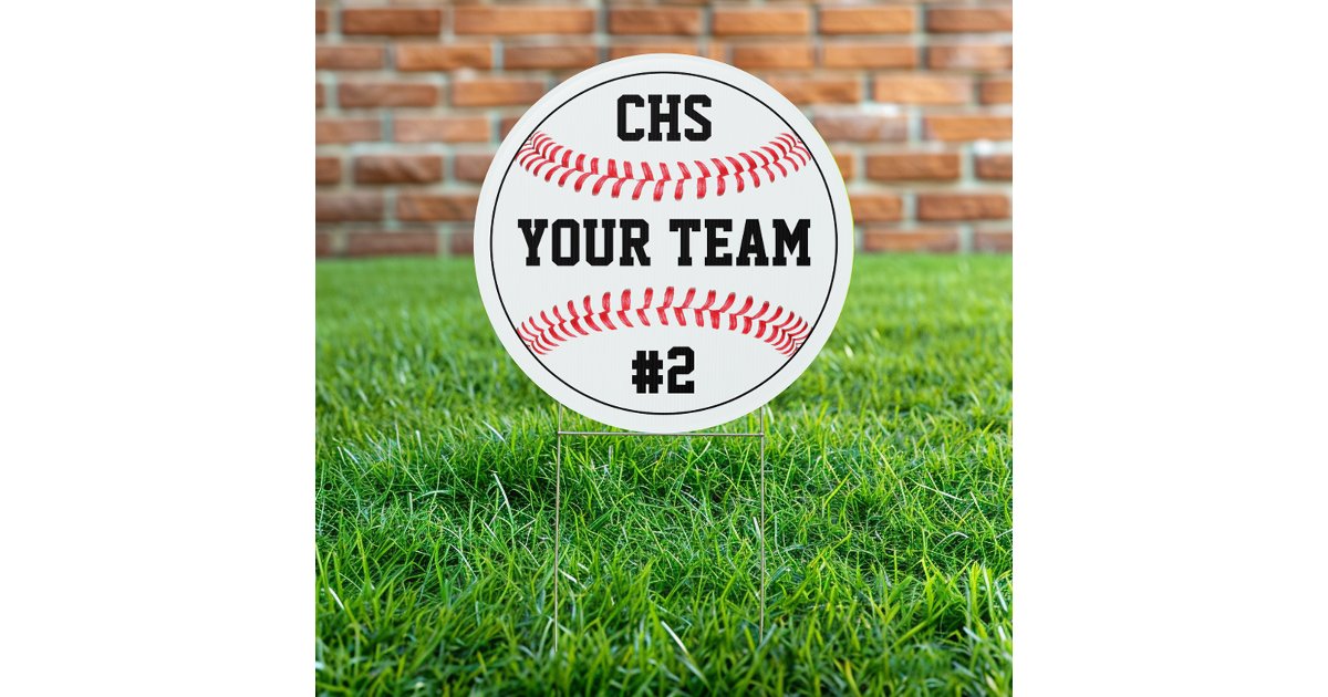 Baseball Team Name, School Letters & Player Number Sign | Zazzle
