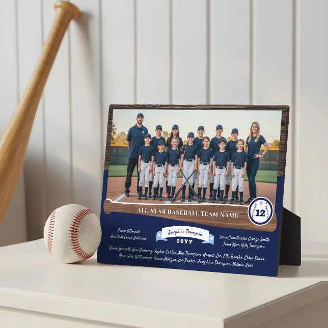 Baseball Team Photo Roster Player Number & Name Plaque | Zazzle