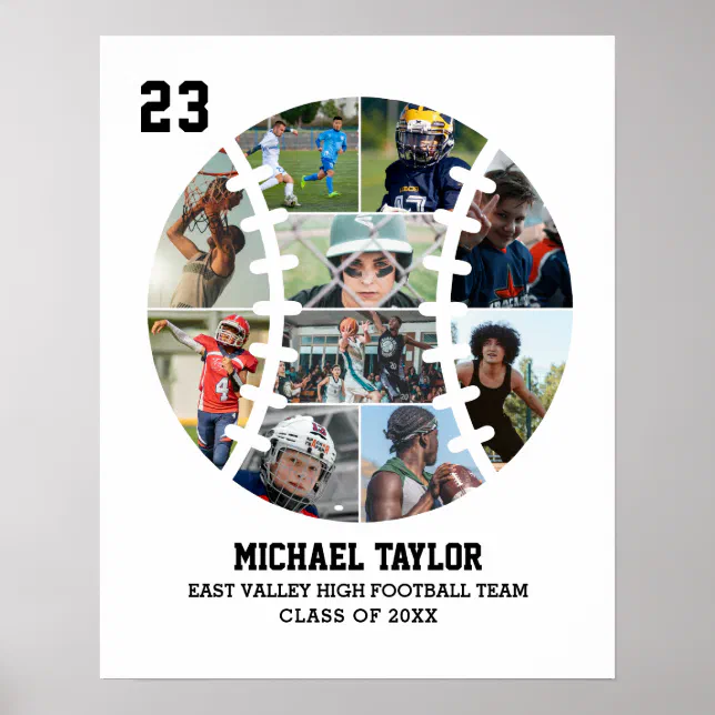 Baseball Team Senior Graduation Gift Photo Collage Poster | Zazzle