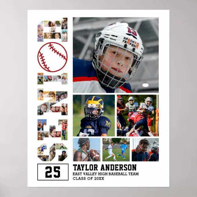 Baseball Team Senior Graduation Photo Collage Poster | Zazzle
