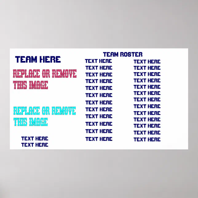 Baseball Template Team Roster Customize Poster | Zazzle