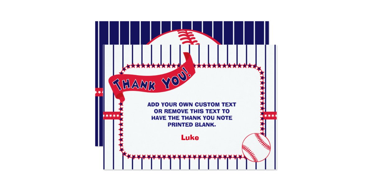 Baseball Thank You Card | Zazzle.com