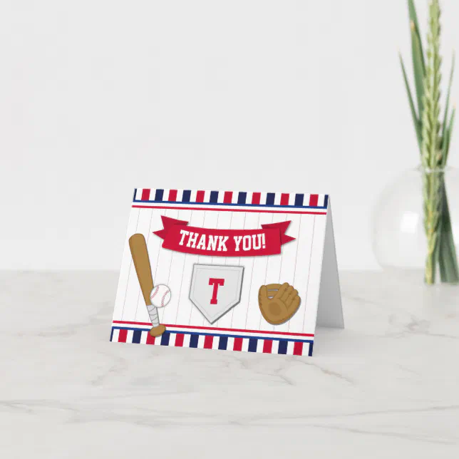 Baseball Thank You Card Folded Note Card | Zazzle