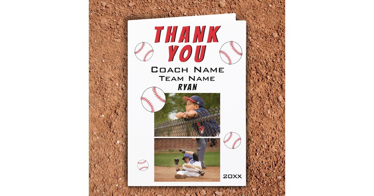 Baseball Thank you Coach 2 Photo Card | Zazzle