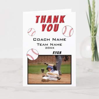 Baseball Thank you Coach Card | Zazzle