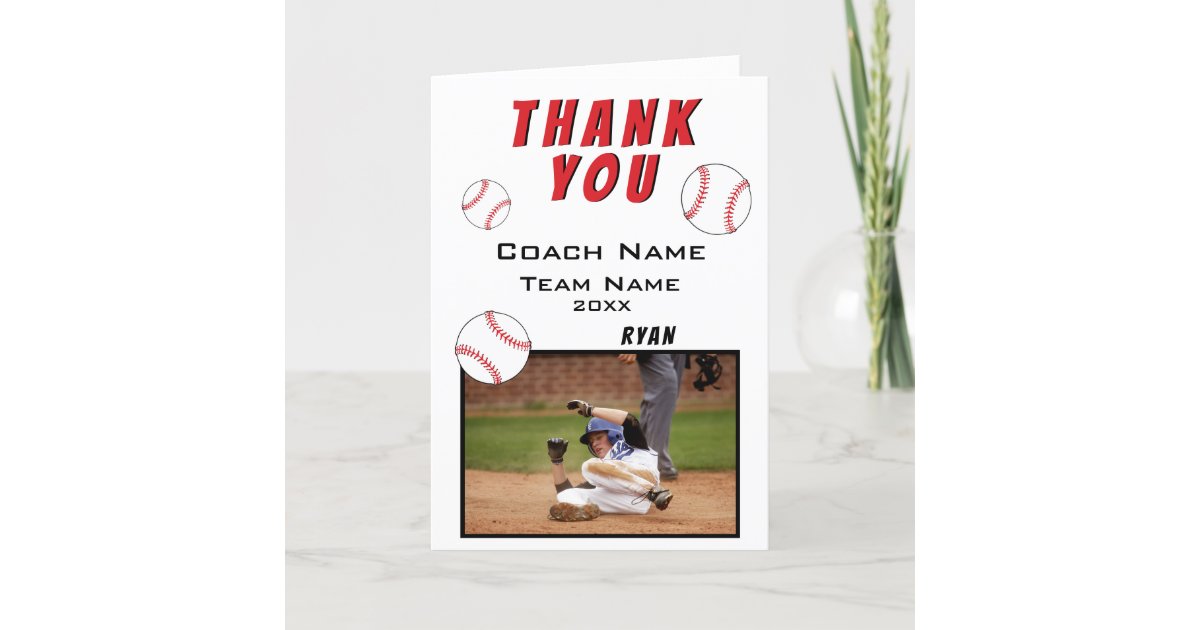 Baseball Thank you Coach Card | Zazzle