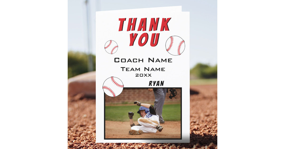 Baseball Thank you Coach Card | Zazzle