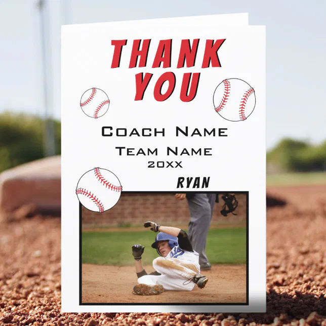 Baseball Thank you Coach Card | Zazzle