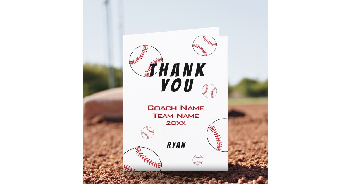 Baseball Thank you Coach Card | Zazzle