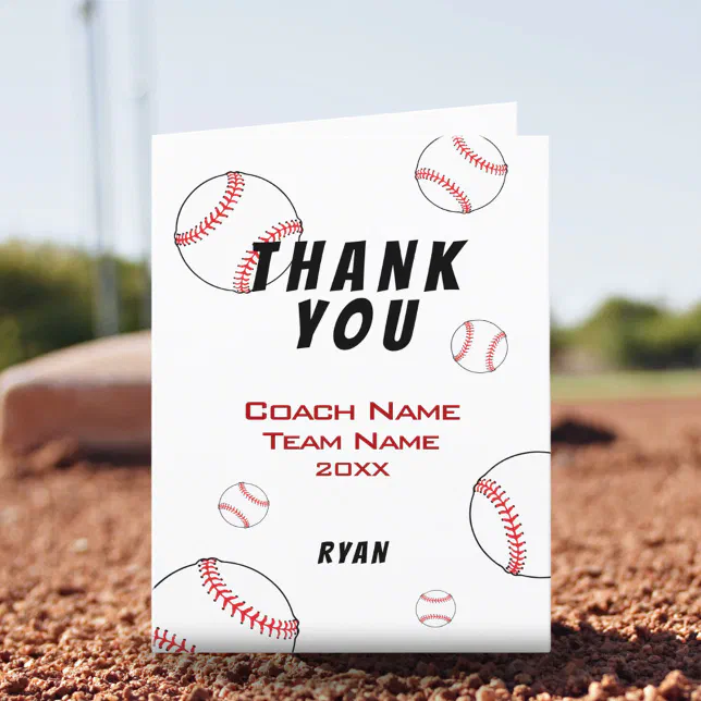 Baseball Thank you Coach Card | Zazzle