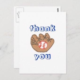 Baseball thank you postcard | Zazzle