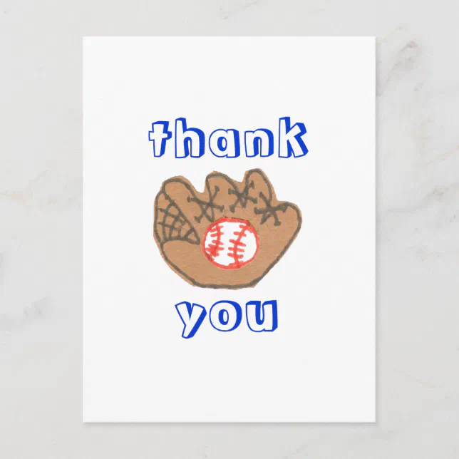 Baseball thank you postcard | Zazzle